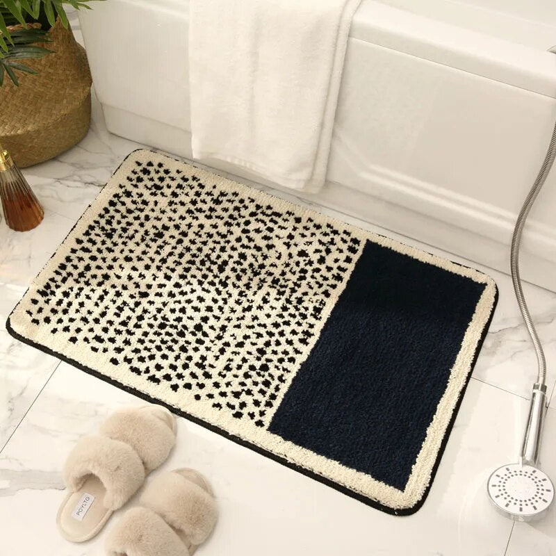 NordicFlow – Luxe Handmade Bath Mat with Abstract Design for Stylish B